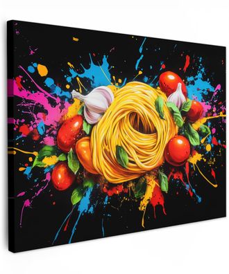 MuchoWow &copy; Wandbilder 70x50 cm Schlafzimmer Home Deko Wohnung Bild Wohnzimmer Fotoleinwand Wand Bilder Leinwand Wall Decor Spaghetti - Graffiti - Farbe - Bunt 
