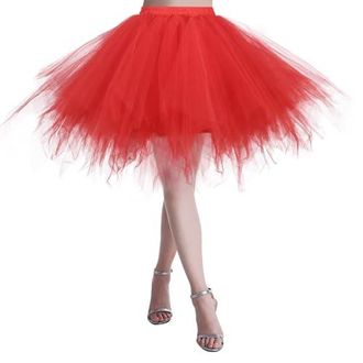 Generic Jupe Pliss&eacute;e Femme Tulle- Jupe Tutu Taille Elastique-Mini Jupe Sexy Femme Couleur Unie pour F&ecirc;te Danse et Ballet Adulte Jupes Multi-Layer Bouffante Co