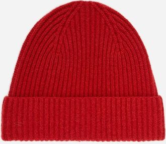 Arket Rippstrick-Beanie Aus Wollmischung -Rot
