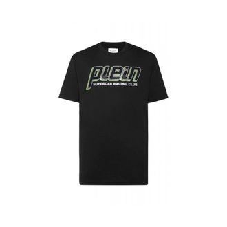 Philipp Plein Jersey T-Shirt Rundhals SS Strass Racing Club - - Tops - Herren - Schwarzk - M