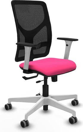 Piqueras y Crespo B&uuml;rostuhl mit wei&szlig;en und schwarzen Armlehnen, h&ouml;henverstellbare Lendenwirbelst&uuml;tze, ausgestattet mit Syncro/Traslack und Schneideschaum, Schwarz/Rosa