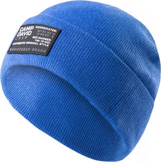 Camp David Herren Rippstrickm&uuml;tze mit Label Patch Power Blue, None