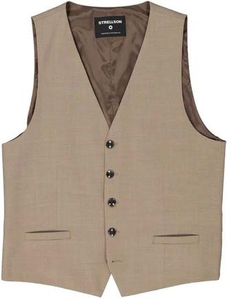 Strellson Herren Weste beige Woll-Stretch Slim Fit
