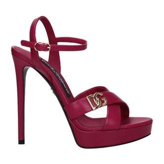 Dolce & Gabbana Plateau-Sandalen aus Leder - - Shoes - Damen - Rosa - 36 EU