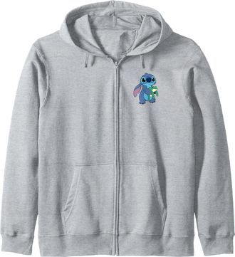 Disney Lilo & Stitch Cute Stitch & Frog Small Pocket Logo Kapuzenjacke