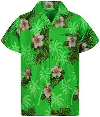 V.H.O. Funky Chemise Hawaienne, Small Flower, Vert, XXL