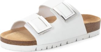 Marco Tozzi Damen Pantoletten aus Leder mit Klettverschluss, Wei&szlig; (White), 40 EU