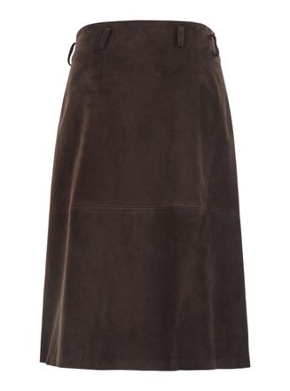 Semicouture Womens Skirt Rosanne Suede Brown Viscose And Polyester