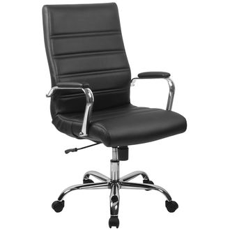 Flash Furniture B&uuml;rostuhl mit hoher R&uuml;ckenlehne - Bequemer Schreibtischstuhl mit Armlehnen, LeatherSoft-Material und Rollen - Perfekt f&uuml;r Home Office oder B&uuml;ro - Schw