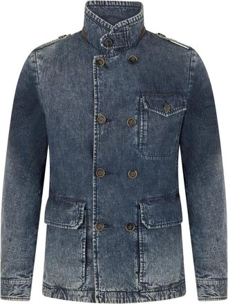 Moorer Homme, Vestes, Bleu, Taille: M Veste en jean d&eacute;lav&eacute;e