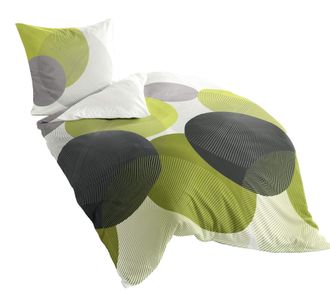 BIERBAUM Bettw&auml;sche 6155, Mako-Satin, Designed in Germany, kiwi 06, 200x200 + 2x80x80 cm, f&uuml;rs Doppelbett