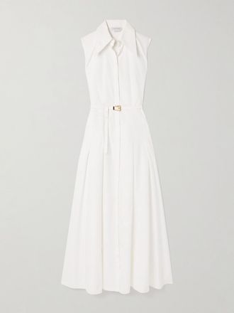 Gabriela Hearst Becca Maxi-hemdblusenkleid Aus Baumwollpopeline Mit G&uuml;rtel - Wei&szlig;