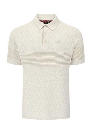 Merc Greville Mens Knitted Polo Shit in Cream, Large