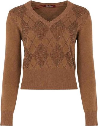 Max Mara Rundhalspullover - Braun