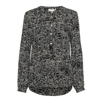 Kaffe Bluse mit Grafikpunkten und Kinakragen - - Blouses & Shirts - Damen - Schwarzk - S