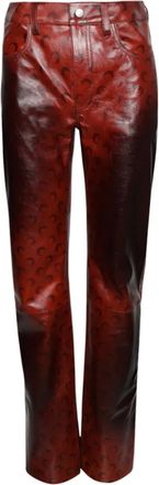 Marine Serre Lederhose mit geradem Bein - Rot