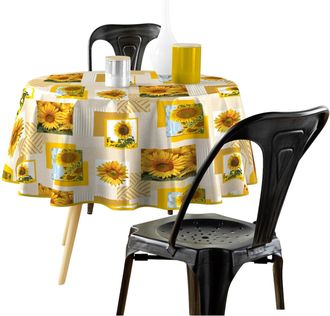 Douceur d'Intérieur Sunflower Tischdecke, rund (Durchmesser 160 cm), PVC mit Fotodruck