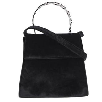 Ferragamo Pre-owned Gancini 2way Bag Velour Handbag - - Pre-owned - Damen - Schwarzk - ONE SIZE
