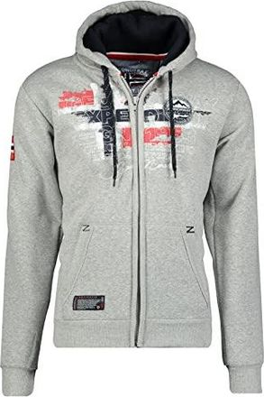 Geographical Norway Gutta Men - Sweat À Capuche Et Poche Kangourou pour Homme - Sweats Shirts À Logo pour Homme - Sweat Shirt Hoody Manches Longues (Gris_Melange L)