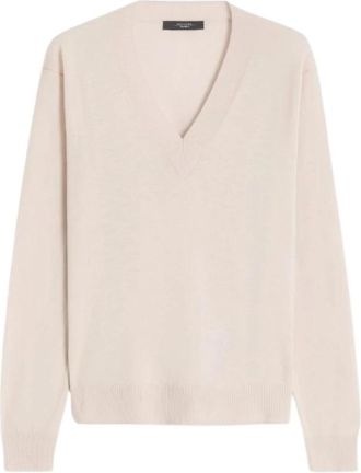 Max Mara Femme, Pulls, Beige, Taille: 42 FR Jersey de laine et cachemire