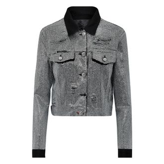 Philipp Plein Denim Jacket Crystal - - Jackets - Damen - Grau - M