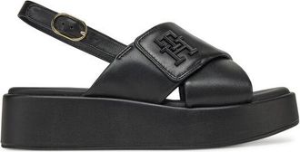 Tommy Hilfiger Sandalen Th Logo Hw Padded Leather Sandal FW0FW08808 Schwarz