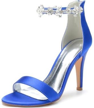 Generic Chaussures Mariage Sandales &Agrave; Talons Femmes Chaussures Soir&eacute;e Sexy &Eacute;l&eacute;gantes &Agrave; Talons Hauts Ouverts pour L&eacute;t&eacute; Mari&eacute;e Hauts10.5Cm,Bleu,36 EU
