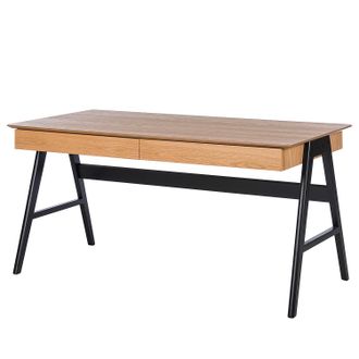 M&oslash;rteens home24 Schreibtisch Branno 150cm Braun/Eiche Dekor/Schwarz