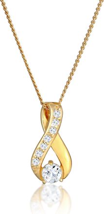 Elli PREMIUM Halskette Damen mit Anhänger Infinity mit Topas und Zirkonia in 585 Gelbgold 45 cm lang