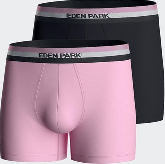 Eden Park Lot De Deux Boxers En Jersey De Coton Stretch Marine Et Rose &Agrave; Ceinture Tricolore