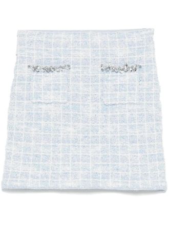 Self Portrait minijupe en maille à carreaux - Bleu