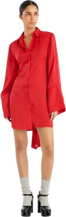 Rotate Rotate Birger Christensen, Femme, Robes, Rouge, Taille: 40 FR Robe chemise en satin
