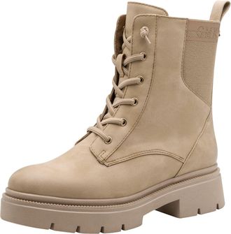 Marco Tozzi by Guido Maria Kretschmer Damen Stiefeletten zum Schn&uuml;ren mit Rei&szlig;verschluss Modern, Beige (Beige), 40 EU