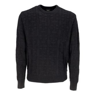 HUF Schwarzer Jacquard Crew Sweater - - Knitwear - Herren - Schwarzk - XL