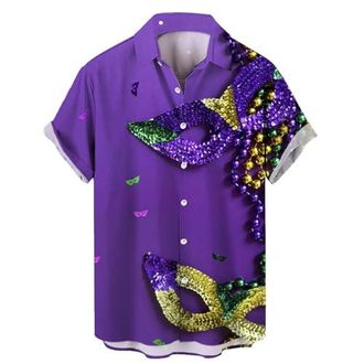 Generic Costume de carnaval pour homme - Chemise &agrave; manches courtes - Chemise de loisirs tendance - Coupe ajust&eacute;e - Chemise de vacances boutonn&eacute;e - V&ecirc;tement de