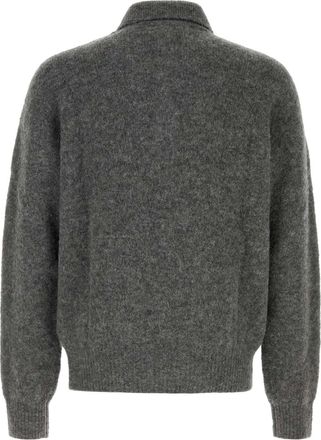 Ami Alpaca Blend Polo Sweater - Gray