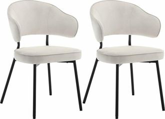Woltu Woltu - Lot de 2 chaises scandinaves en velours cr&egrave;me - Dossier incurv&eacute; - Pieds en m&eacute;tal - Dimensions 54x52x83.5cm - Capacit&eacute; 120kg