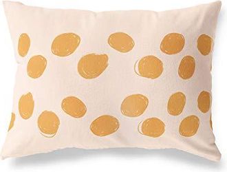 Bonamaison Le Jardin du Lin Kissen Zierkissenbezug Orange-Off Weiß Kissenbezug, Weich Bequem, Für Zuhause Autos Büro Sofa Wohnzimmer Couch Schlafzimmer Dekor, 35