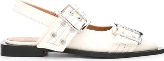 Ganni Femme, Chaussures, Blanc, Taille: 36 EU Sandales Slingback F&eacute;minines &agrave; Boucle