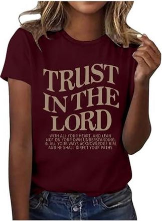 Generic T-shirt &laquo; Going Out Trust in The Lord &raquo; pour femme - Graphique 2025 - Coupe ample - Haut de sport d&eacute;t&eacute; - T-shirt d&eacute;contract&eacute; tendance religieux mignon