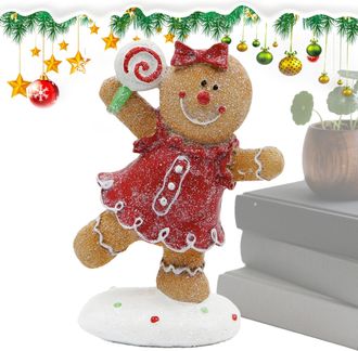 Generic Weihnachtsfiguren - Festliche Dekorationen aus Kunstharz, charmante Tischornamente, handgefertigte Mini-Skulpturen | Kreative Lebkuchenfiguren, elegan