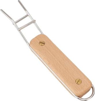 CHICIRIS Poign&eacute;e de Barbecue, L&egrave;ve-grille de Cuisson, en Acier Inoxydable, Poign&eacute;e en Bois, Antid&eacute;rapante, Multifonctionnelle, pour Camping et Barbecue