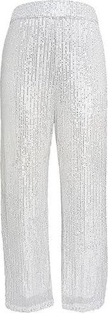 Generic Pantalon Palazzo à paillettes pour femme, petit, pantalon évasé à paillettes, taille haute, pantalon à paillettes larges, couleur unie, tenue de carna