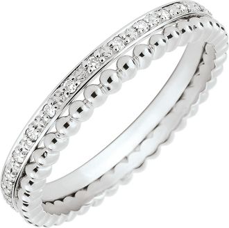 Edenly Ring Fleur de Sel - Doppelring - Diamant - Weißgold 18 Karat