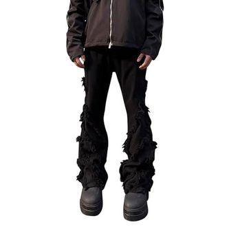 Generic Jean Homme Jeans Homme Jean Slim Stretch D&eacute;chir&eacute; Skinny Hiphop - Coupe Droite Effiloch&eacute;e, Taille Flexible, Style Streetwear Tendance