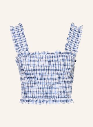 Maje Cropped-Top Mit Schmucksteinen Und R&uuml;schen blau