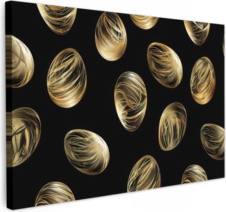 MuchoWow © Leinwand Groß 120x80 cm XXL Deko Schlafzimmer Aesthetic Leinwandbilder Wohnzimmer Gemälde Foto Geschenk Living Room Decoration Eier - Gold - Muster
