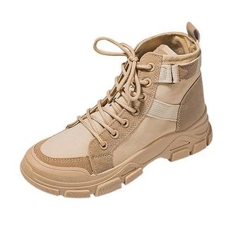 Generic Bottines &agrave; lacets pour femme - Talon &eacute;pais - Antid&eacute;rapantes - Bout rond - Chaussures de randonn&eacute;e - L&eacute;g&egrave;res - Respirantes - D&eacute;contract&eacute;es - Pour lext&eacute;