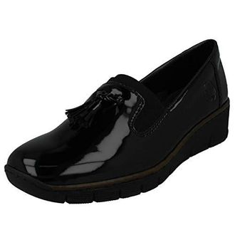Rieker Femme Damen Halbschuhe Schwarz Mocassin, 37 EU