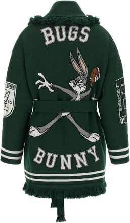 Alanui Looney Tunes Double Jacquard Knit Cardigan - Green